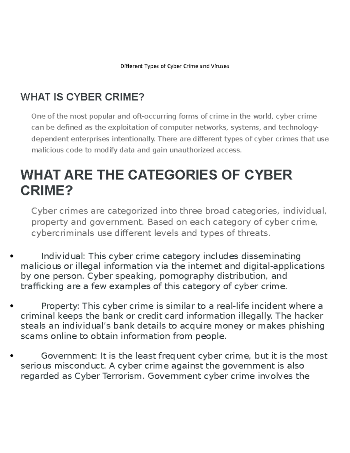 Different Types of Cyber Crime: Understanding Categories and Impacts ...