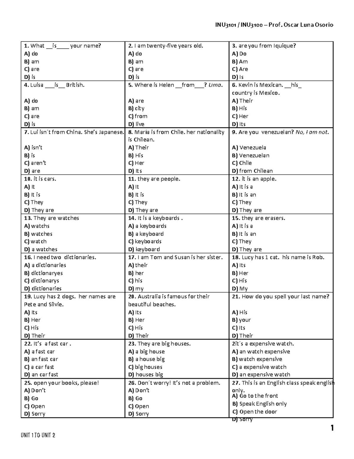 Guía INU3100 - U1-U2 - guia numero 1 - INU 3101 / INU3100 – Prof. Oscar ...