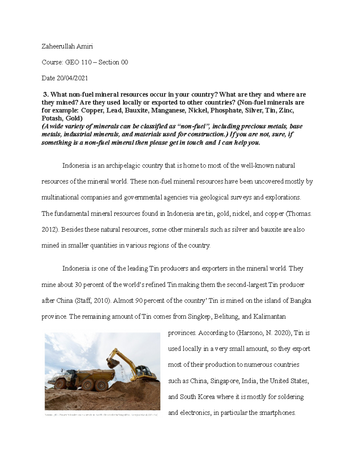 Group Assignment Country's portfolio - Zaheerullah Amiri Course: GEO ...