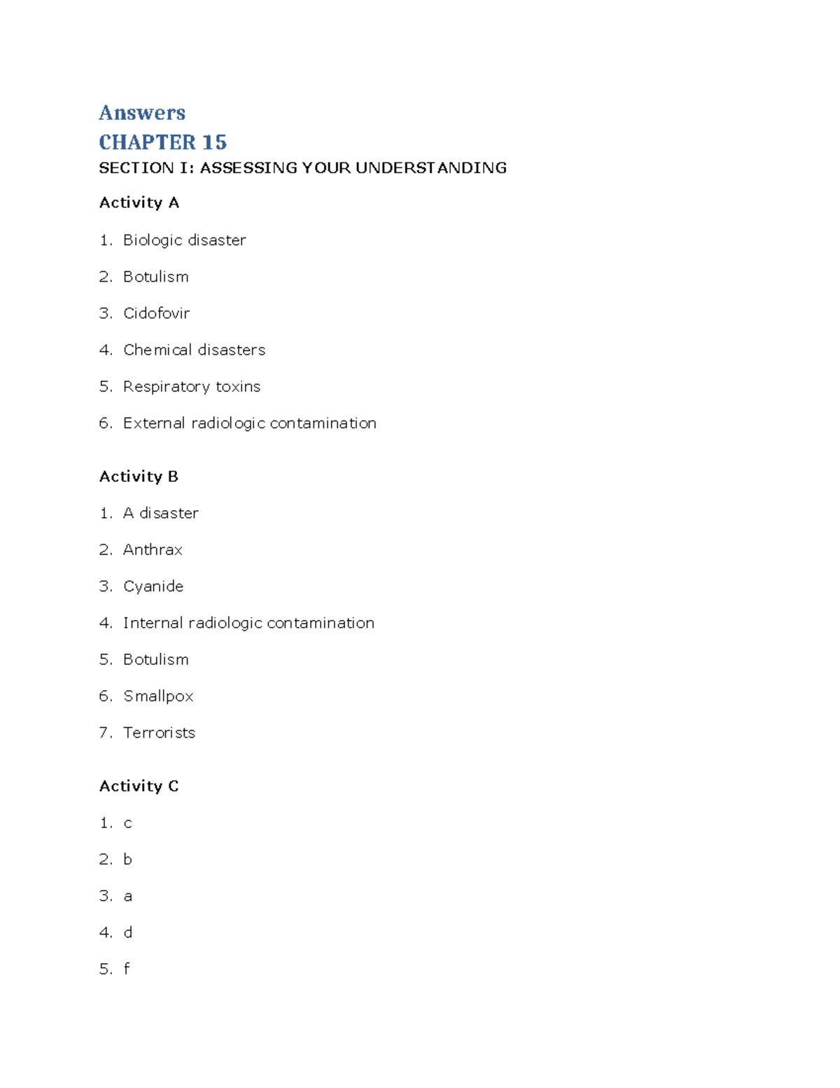 AWQ Chapter 15 - Med Surg Practice - Answers CHAPTER 15 SECTION I ...