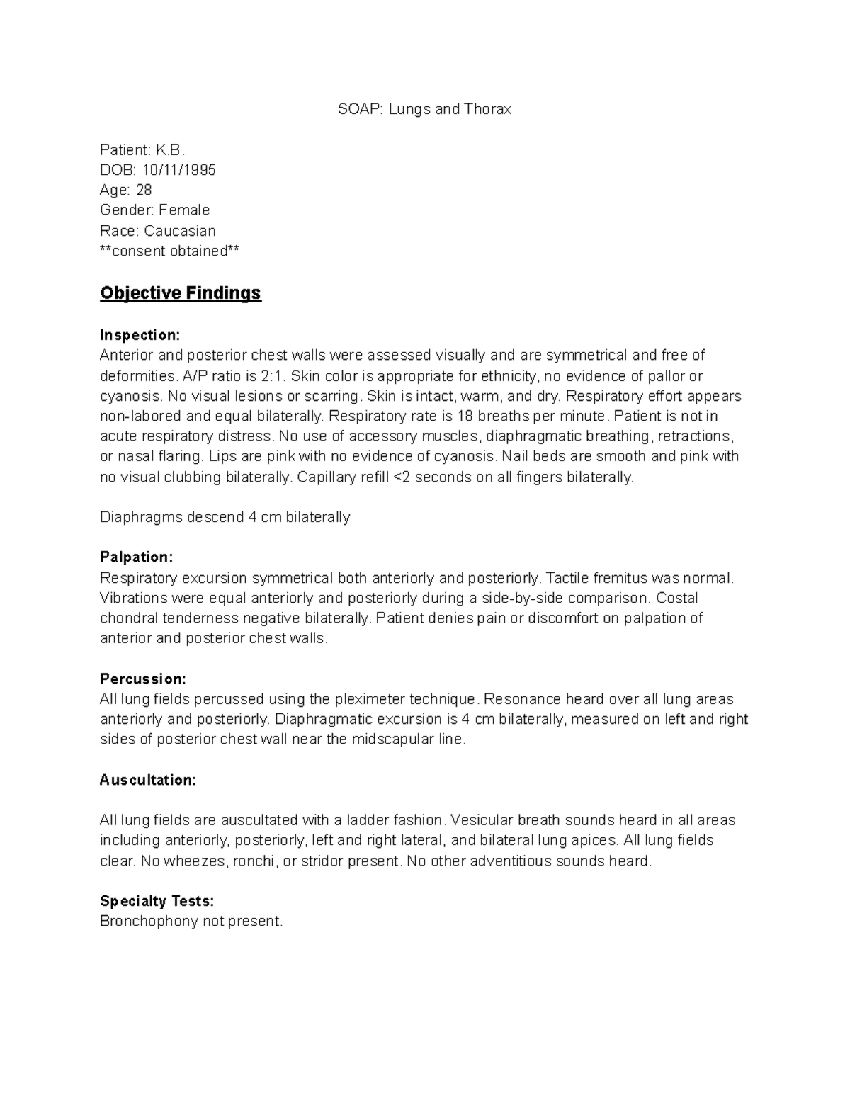 SOAP Musculoskeletal Exam Note: Detailed Body Assessment - Studocu