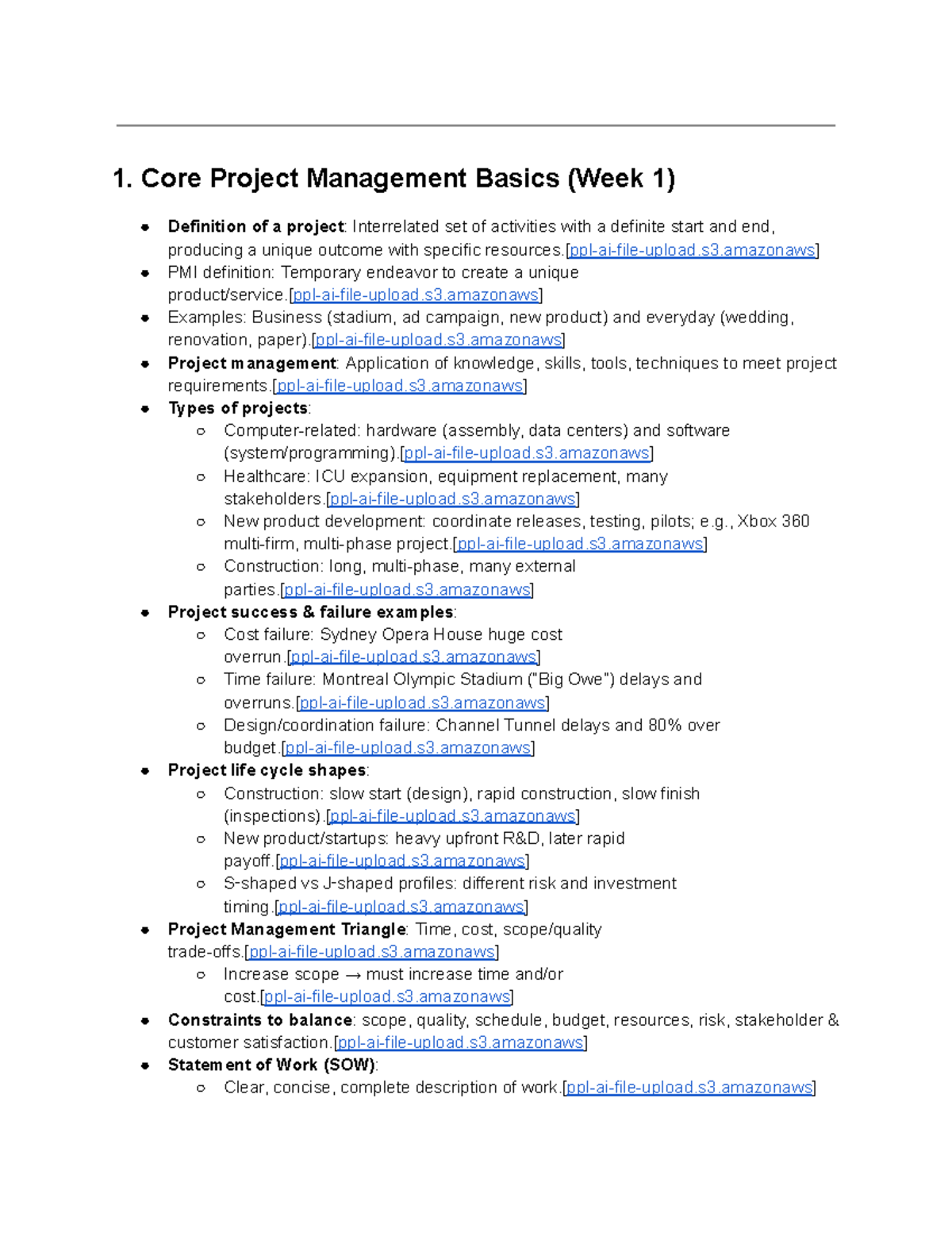Core Project Management Concepts - Notes (PM 101) - Studocu