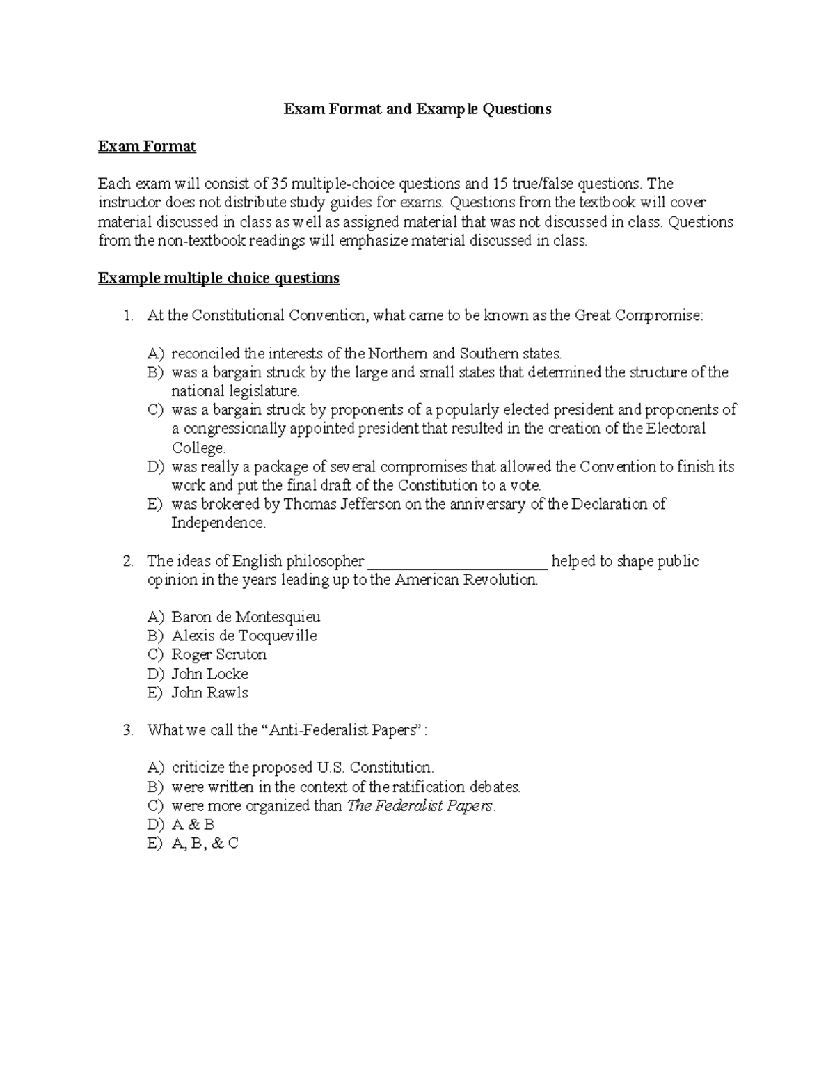 Exam Format and Sample Questions for 101 Midterm Exam - Studocu