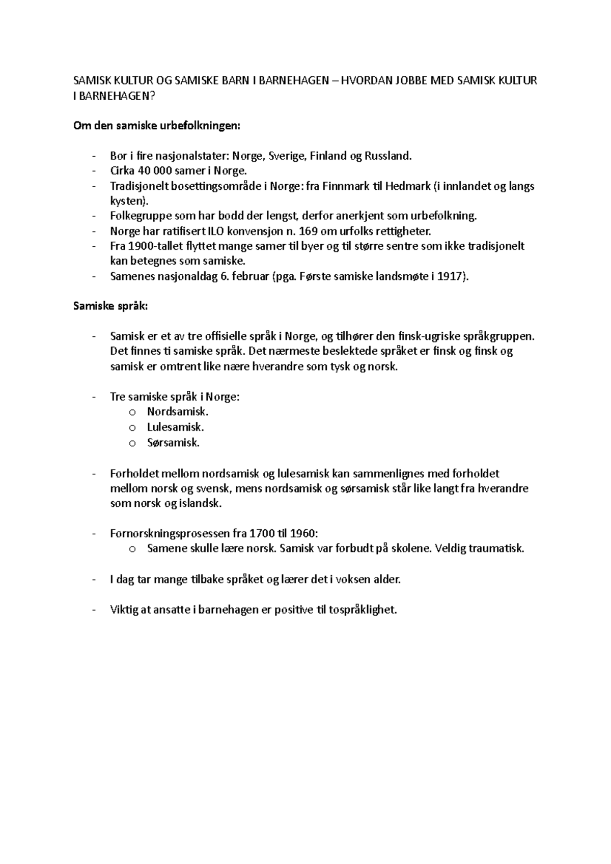 Samisk Kultur OG Samiske BARN I Barnehagen - SAMISK KULTUR OG SAMISKE ...