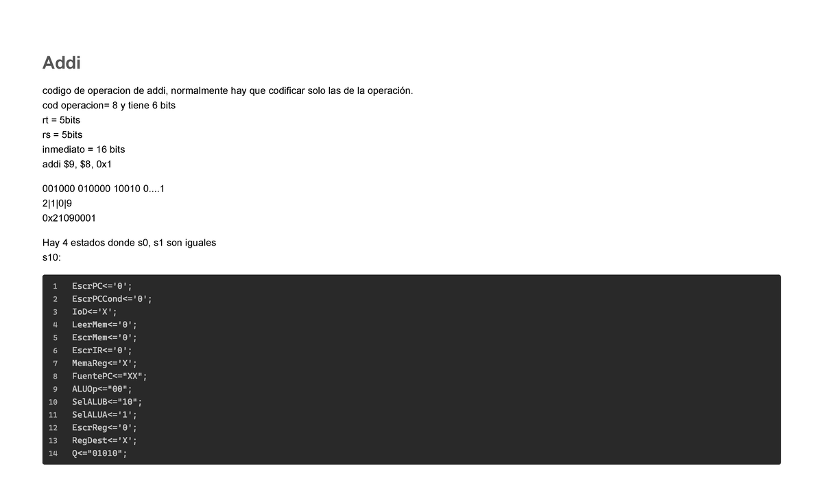 Addi - Práctica ADDI - Addi codigo de operacion de addi, normalmente ...
