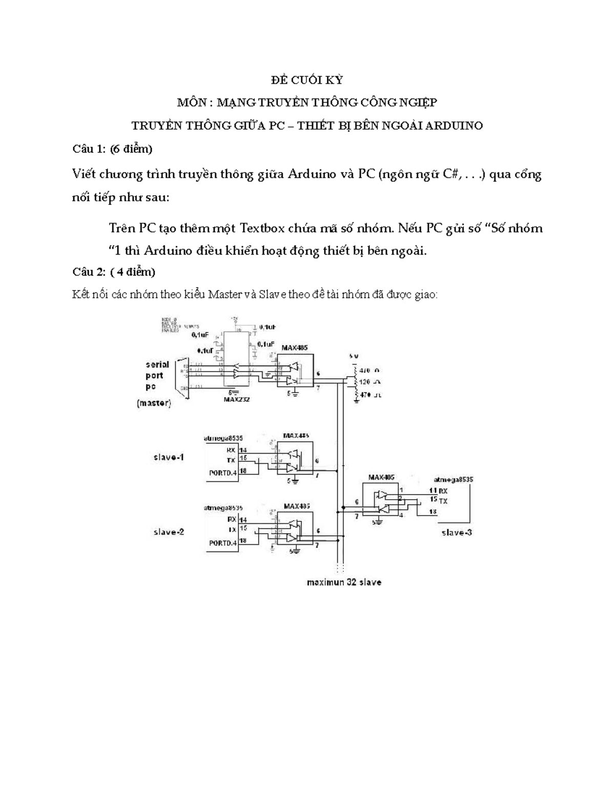 ĐỀ CUỐI KỲ CLC: MẠNG TRUYỀN THÔNG CÔNG NGHIỆP VỚI ARDUINO - Studocu