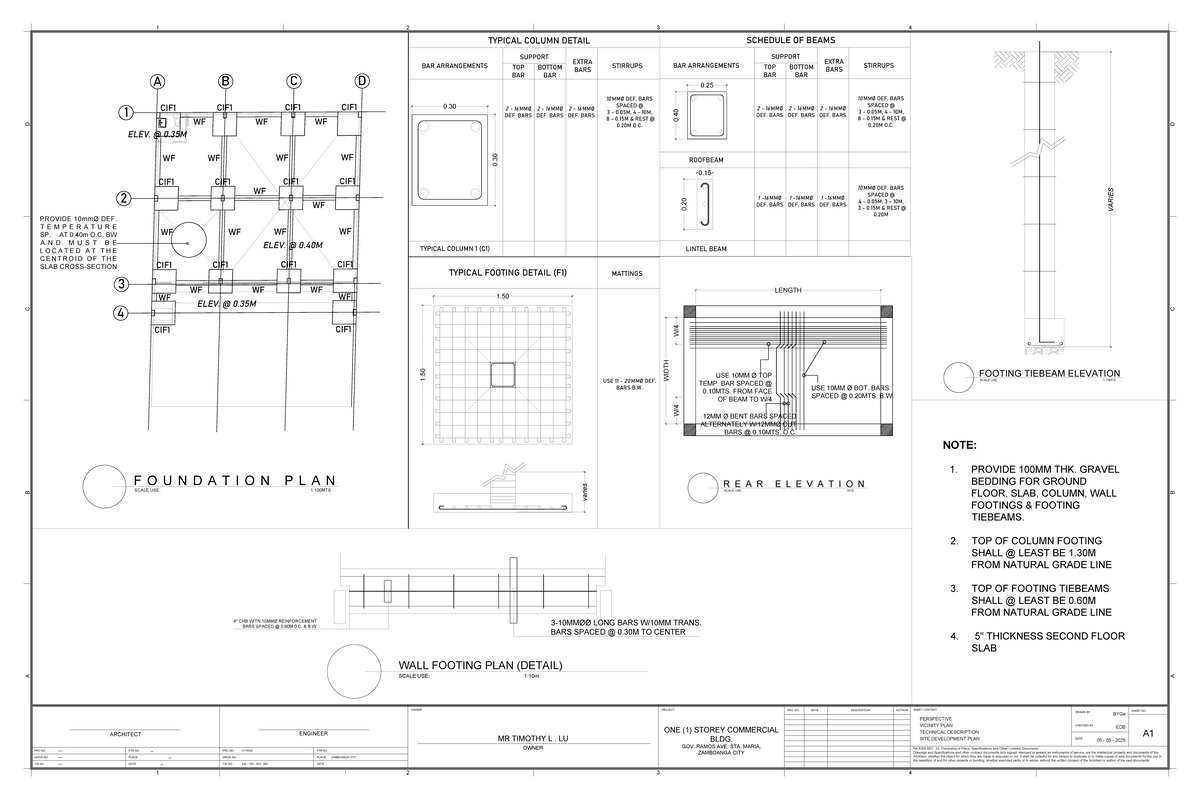 CIF1 Structural Beam and Column Detail Schedule for Commercial Building ...