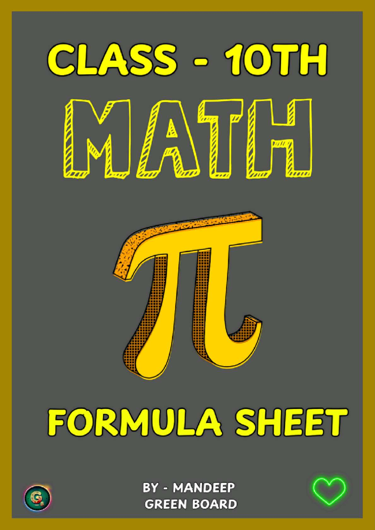 10TH MATH FORMULA SHEET - FINAL EXAM NOTES BY MANDEEP GREEN BOARD - Studocu