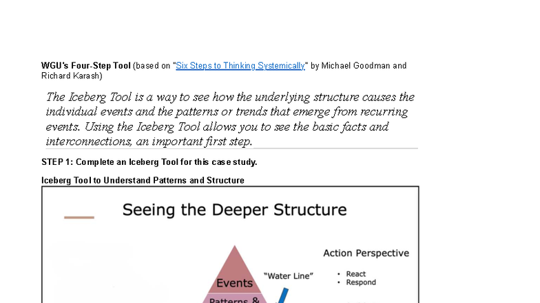 Case Study Analysis: Iceberg Tool & BOT Graphs (SYS 101) - Studocu