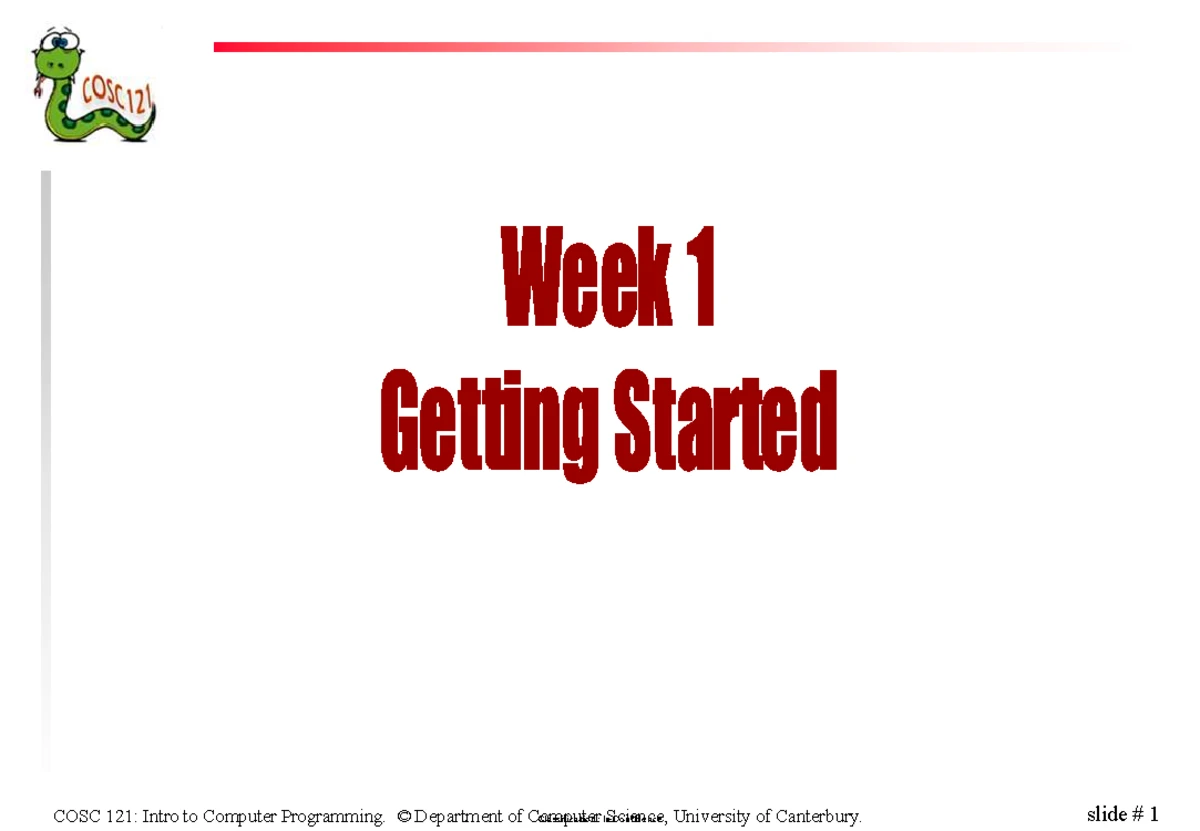 COSC 121 - Module 1 (Getting Started) - Introduction to Computer Programming - Studocu