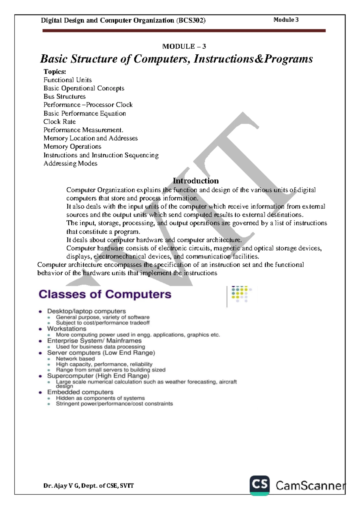 Digital Design and Computer Organization (BCS302) Module V: CPU Basics ...