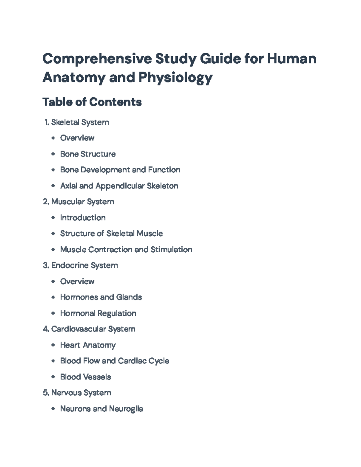 Comprehensive Human Anatomy and Physiology Study Guide for Final Exam ...