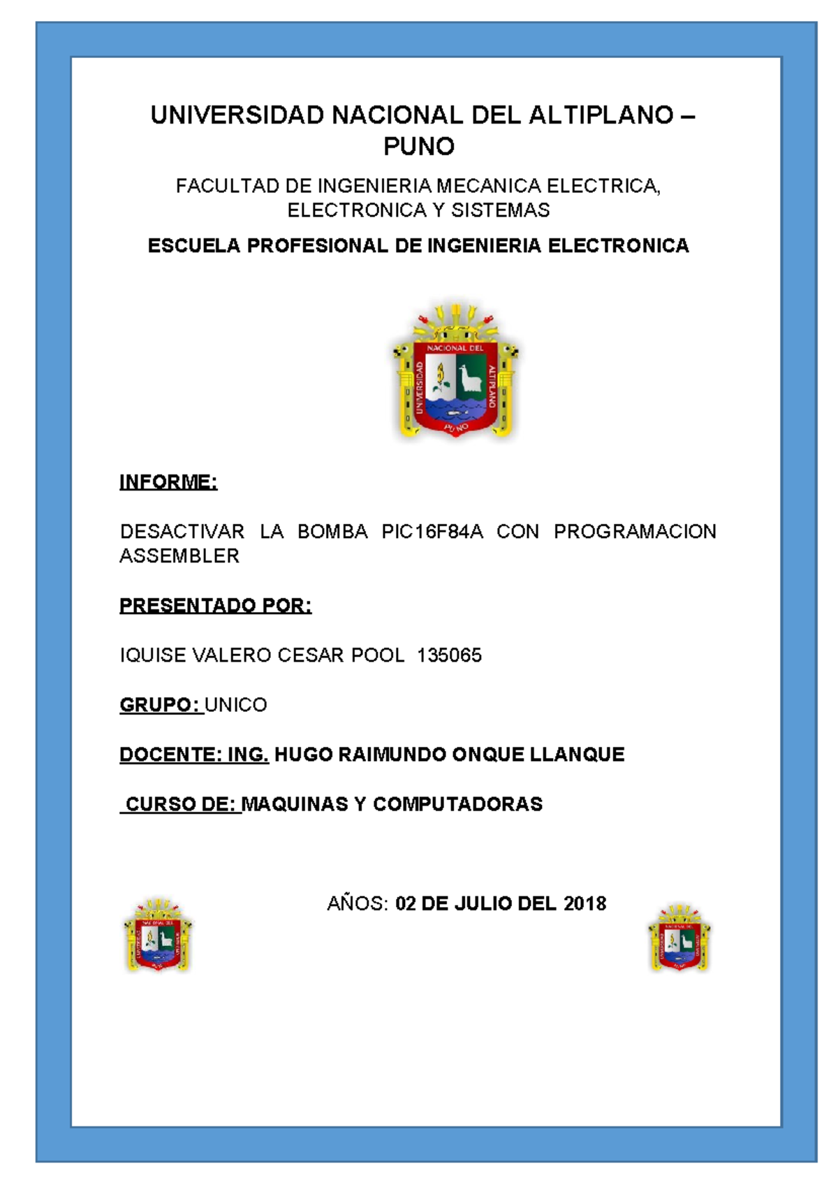 Informe: Desactivar la Bomba PIC16F84A con Programación Assembler ...