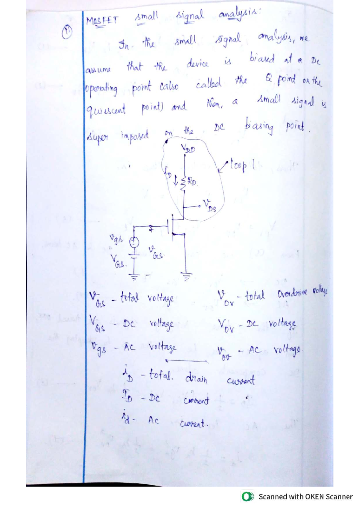 MOSFET Small Signal Analysis: Key Concepts and Equations - Studocu