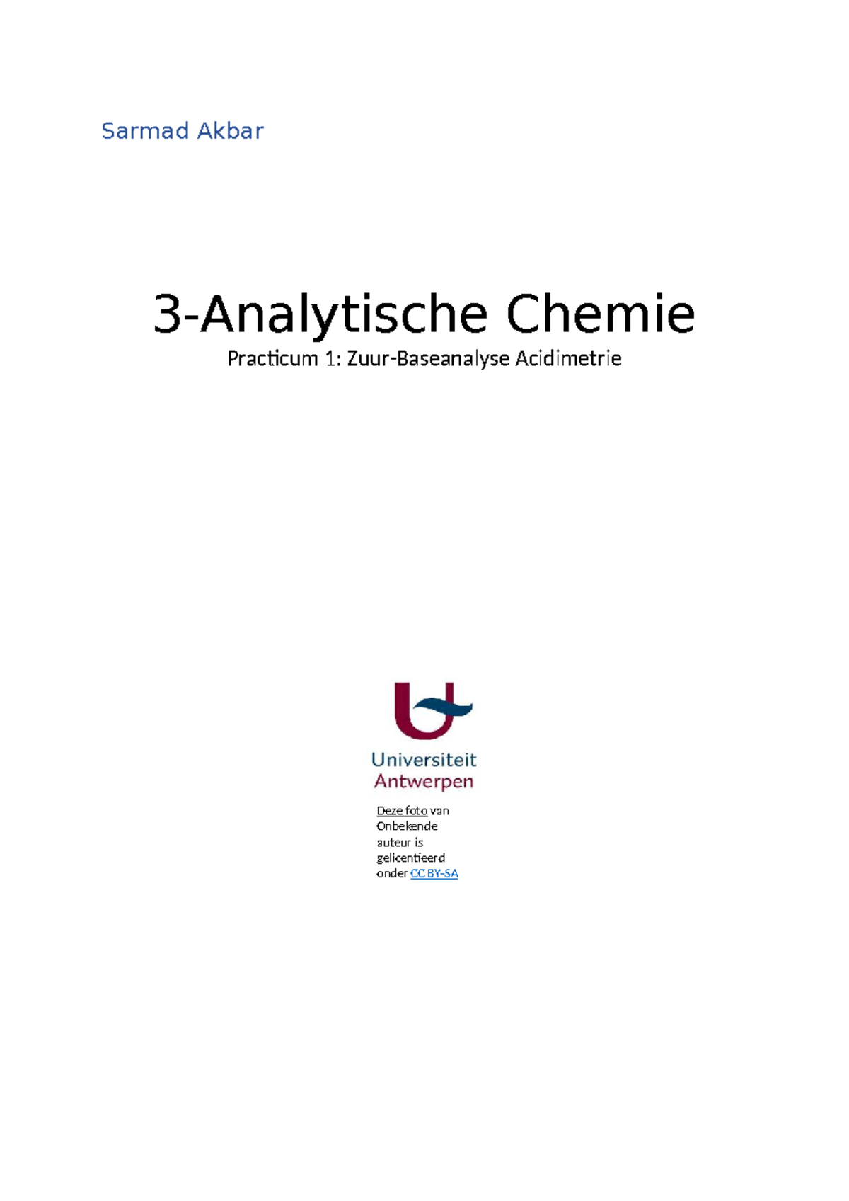 Labo Verslag Chemie Practicum 1: Acidimetrie - Studocu