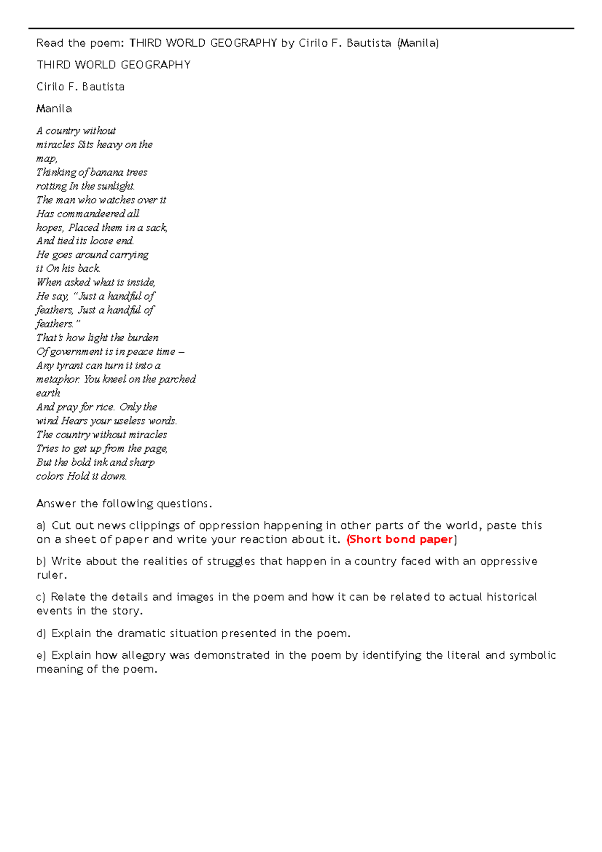 Third World Geography Analysis: Insights & Reactions - Studocu