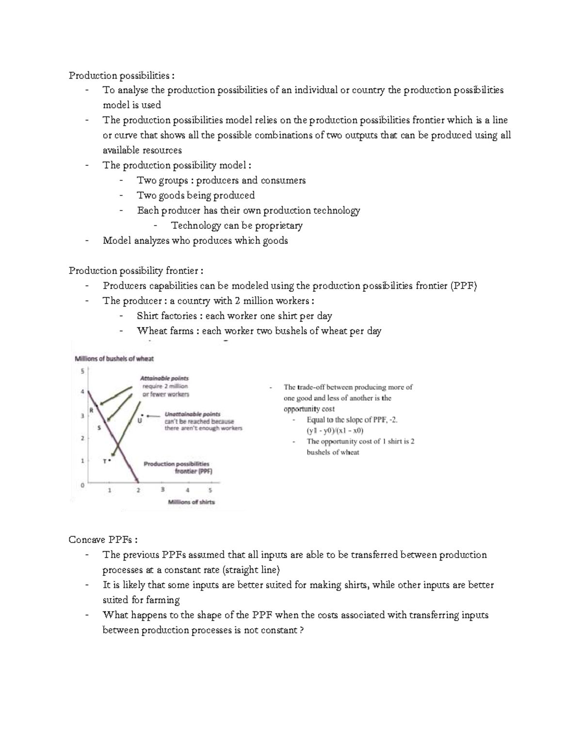 Production Possibilities and Comparative Advantage in ECO 2 Notes - Studocu