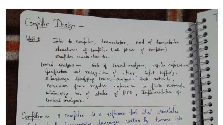 Compiler Design Notes: Units 1 & 2 Overview and Key Concepts - Studocu