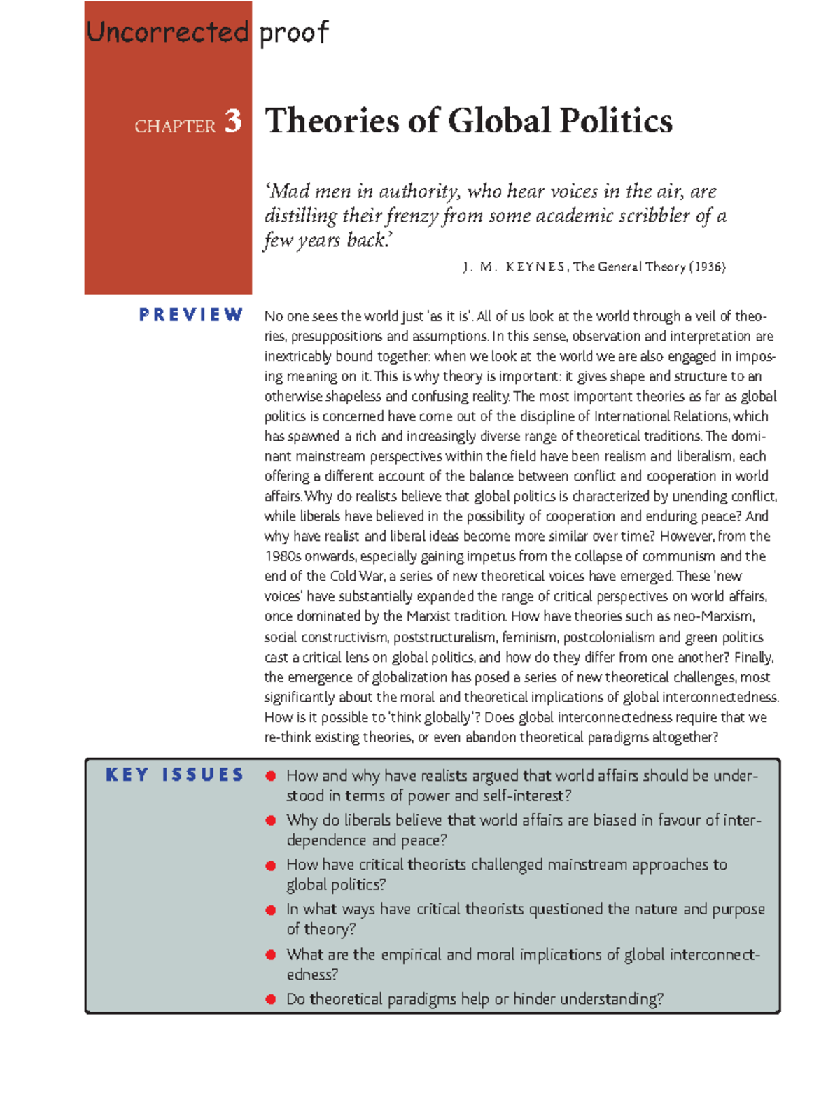 Chapter 3 - 123456 - CHAPTER 3 Theories of Global Politics ‘Mad men in ...