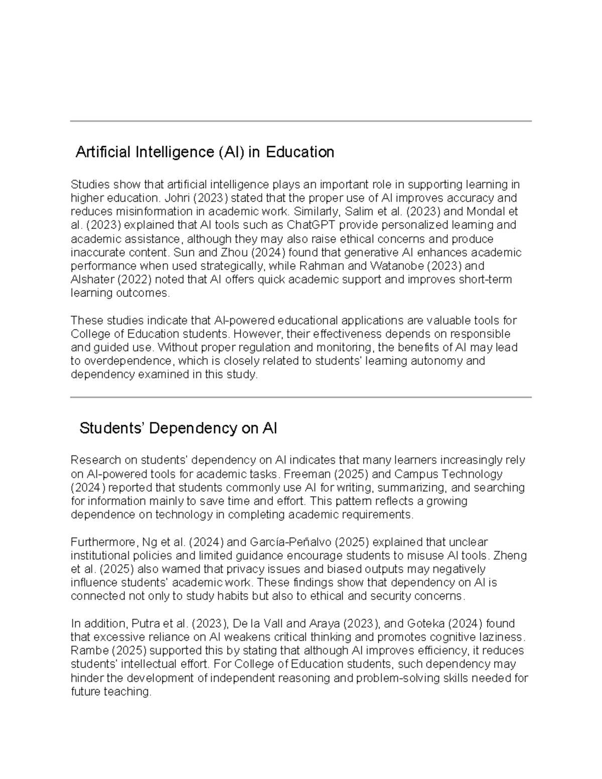 RRL - Practice: The Role of AI in Education and Learning Autonomy - Studocu