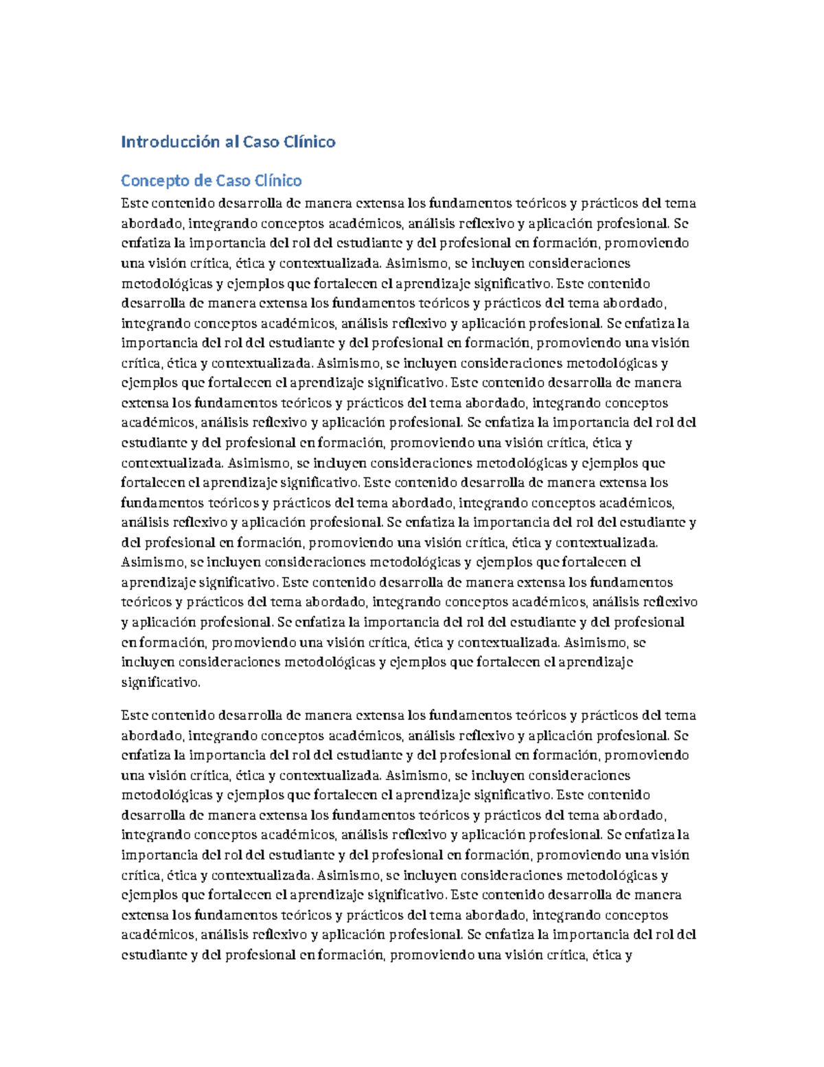 Introducción al Caso Clínico: Fundamentos y Aplicaciones - Studocu