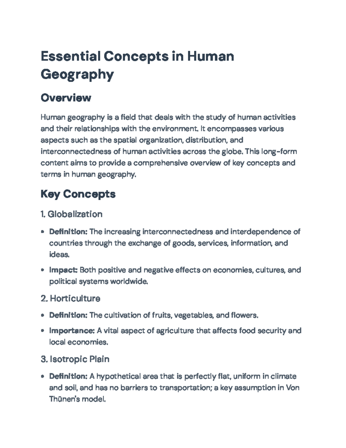 Human Geography 101: Essential Concepts & Key Terms Overview - Studocu