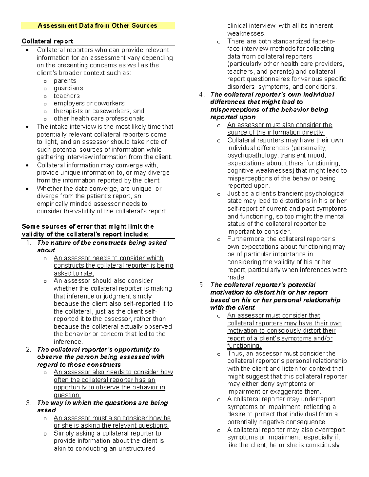 ASES Midterm: Understanding Collateral Assessment Data and Validity ...