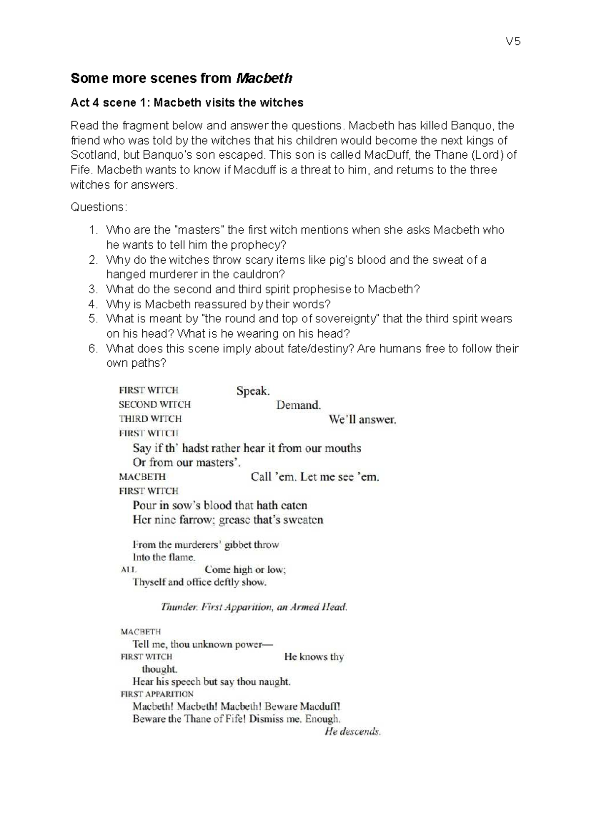 Macbeth Act 4 Scene 1 Analysis & Vocabulary (ENG 101) - Studeersnel