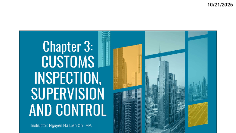Customs Affairs - Chapter 3: Customs Inspection & Supervision - Studocu