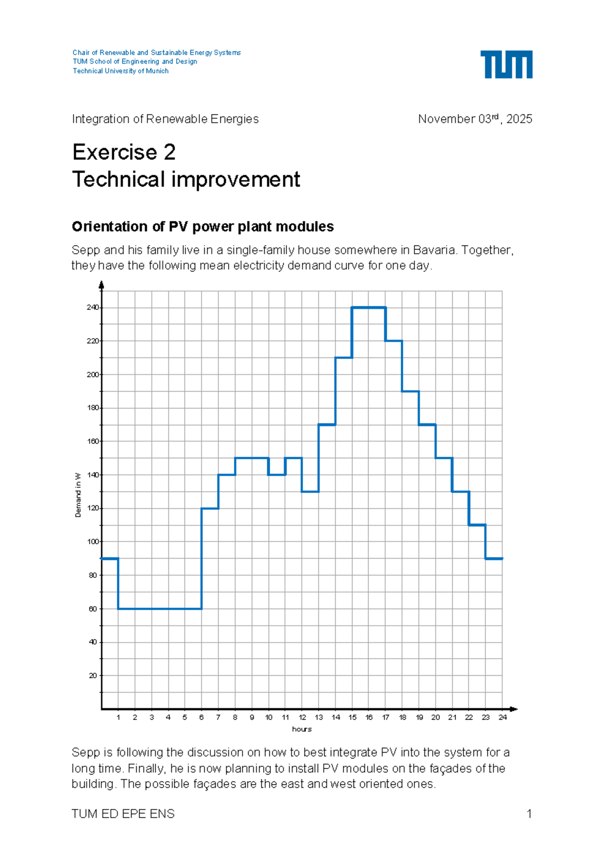 TUM ED EPE ENS: Exercise 2 - PV Module Orientation Analysis - Studocu