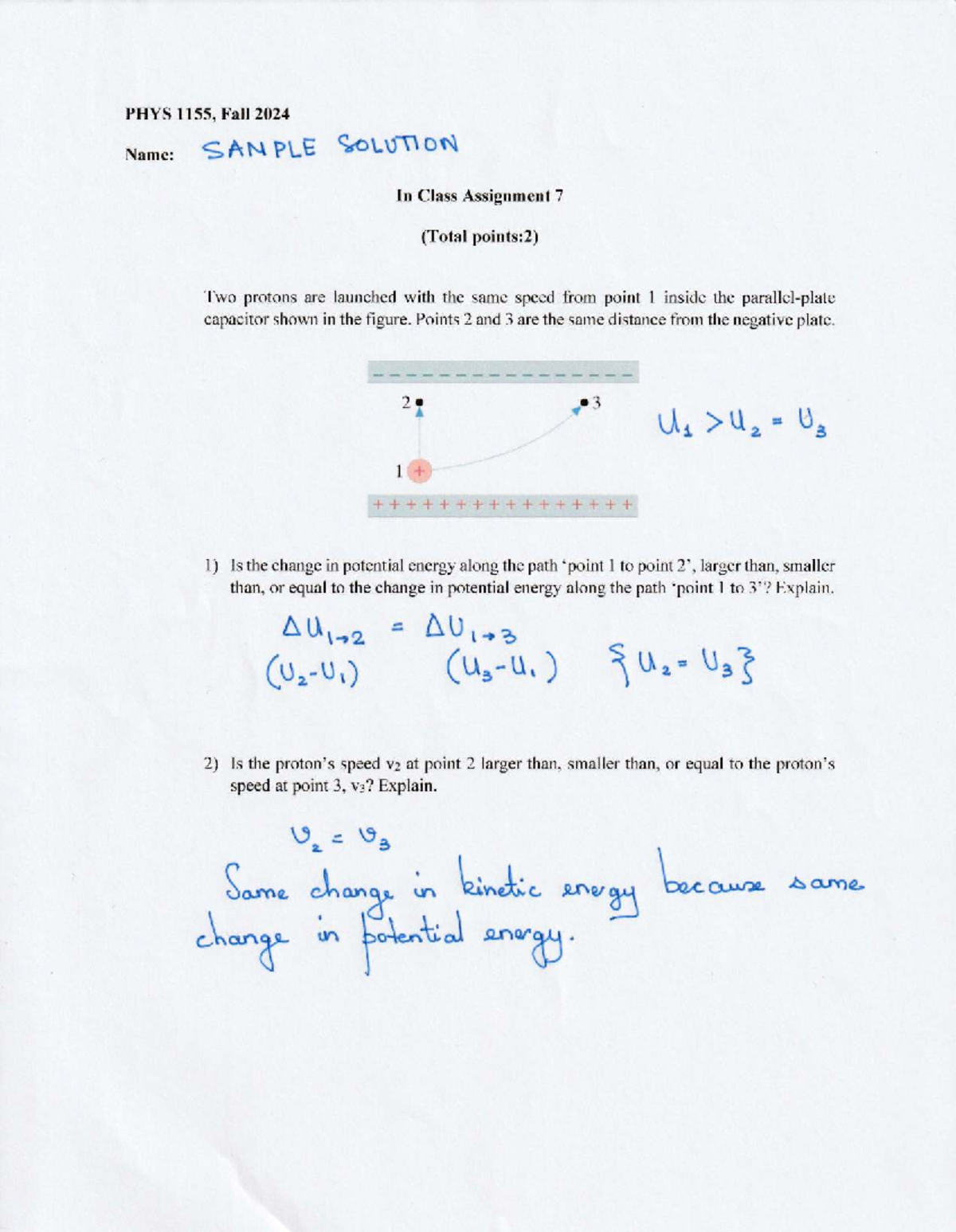 PHYS1155 F24 In-Class Assignment 7 Solutions - Practice Problems - Studocu