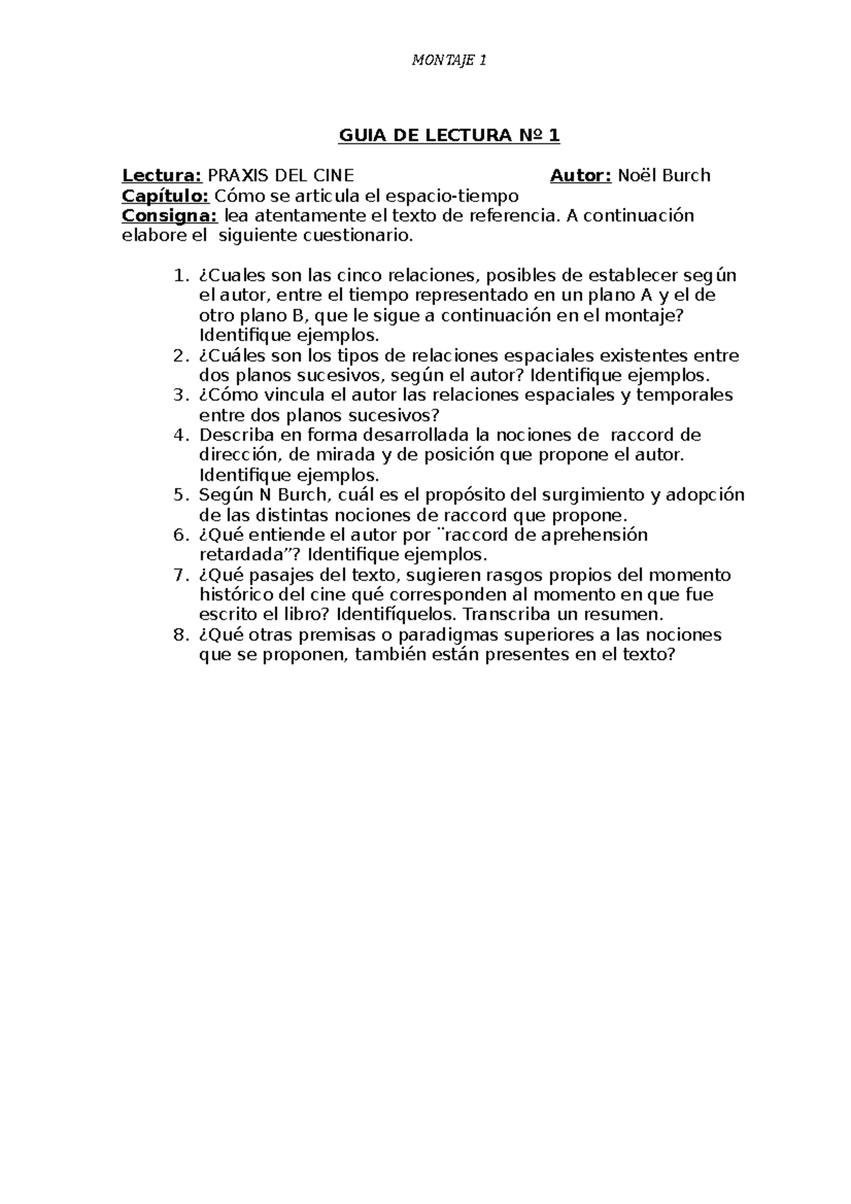 GUIA DE Lectura Nº 1 - RFF - MONTAJE 1 GUIA DE LECTURA Nº 1 Lectura ...
