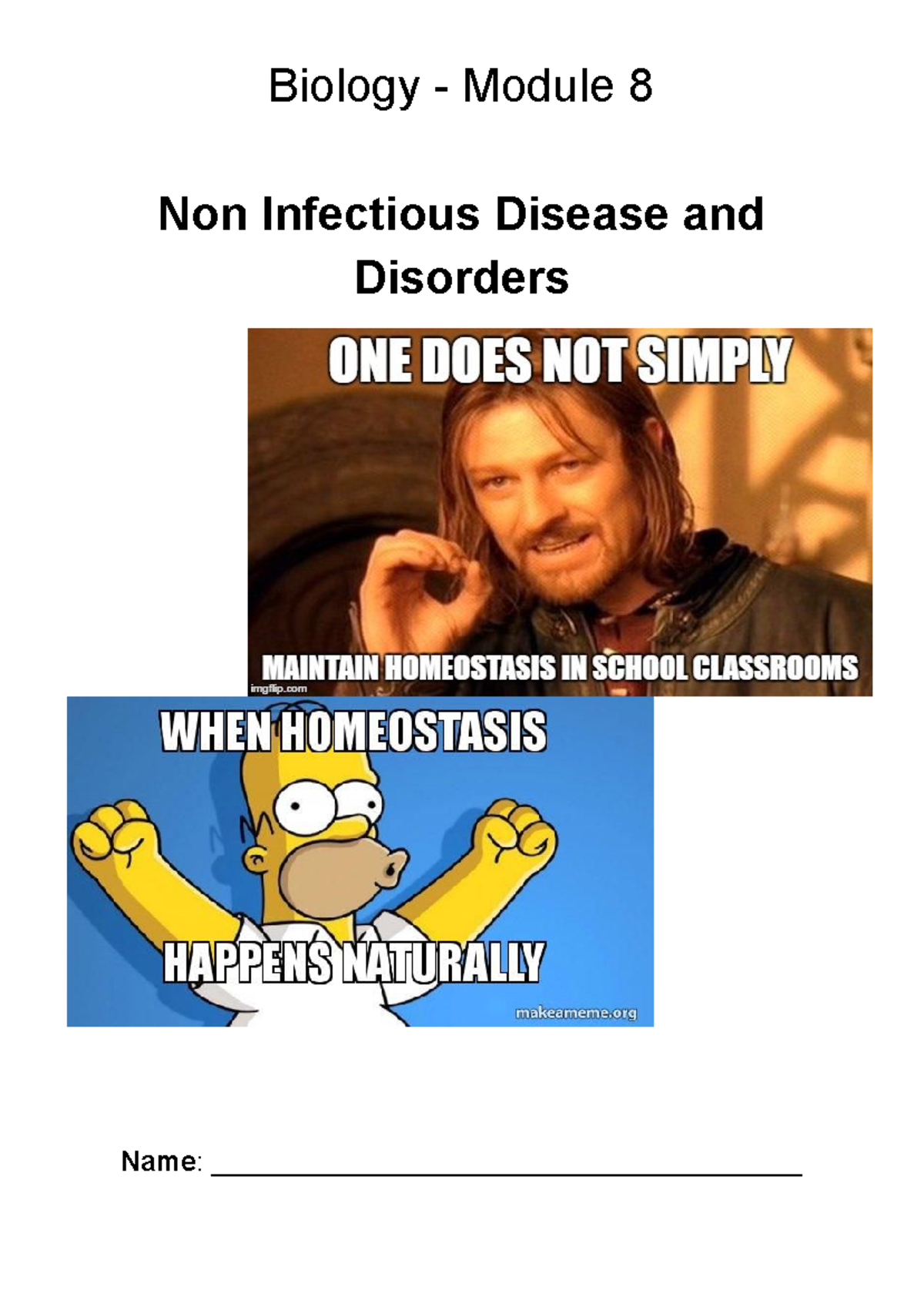 Module 8 - Non Infectious Diseases - Biology - Module 8 Non Infectious ...