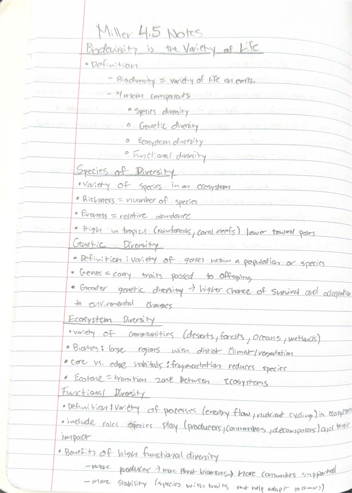 ENV 101: Biodiversity Notes - Key Concepts and Definitions - Studocu