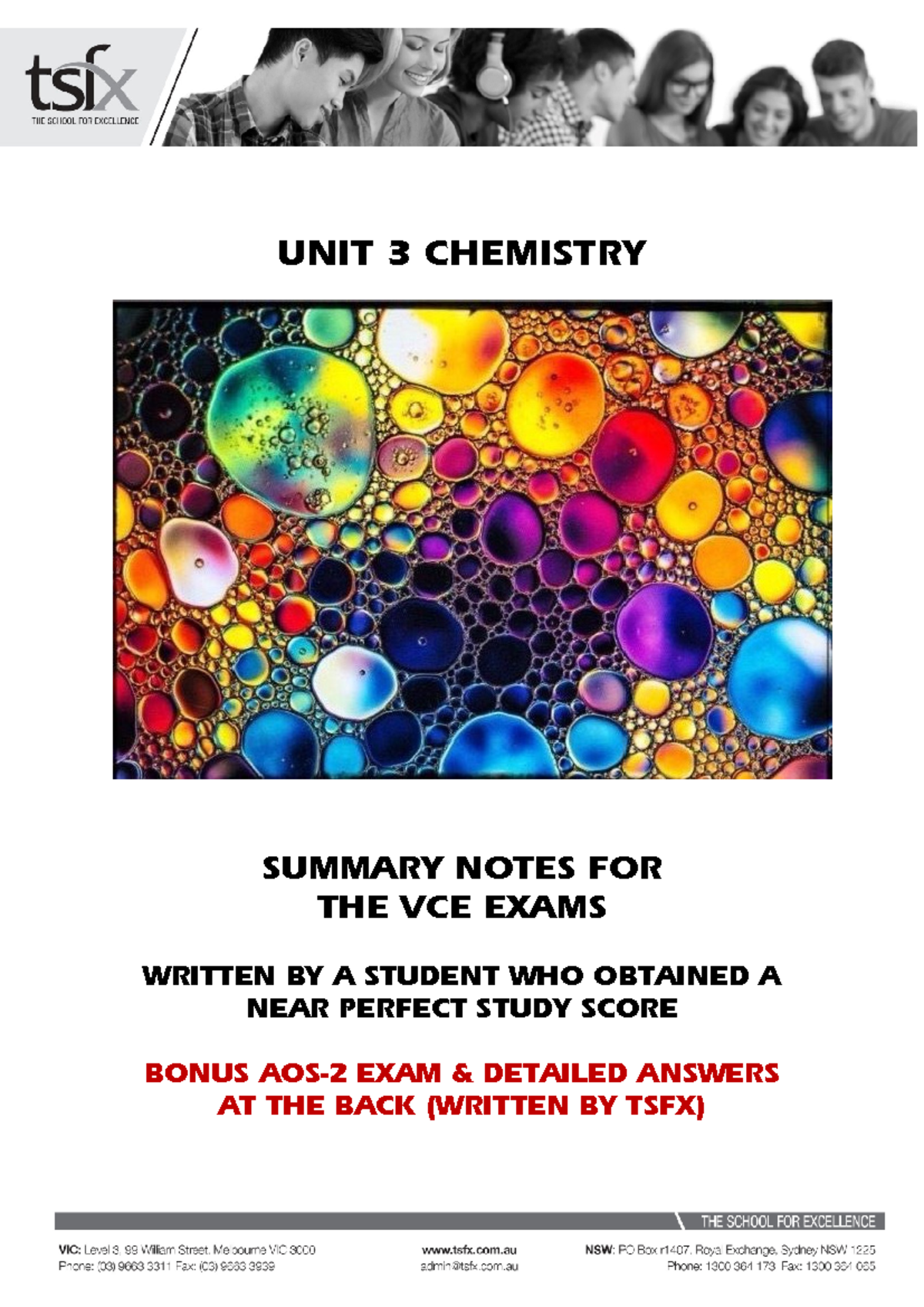 Unit 3 Chemistry AOS 2 Summary Notes & Exam Solutions TSFX 2023 - Studocu