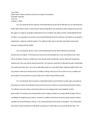 [Solved] A Analyze the spread of Christianity from its founding until ...