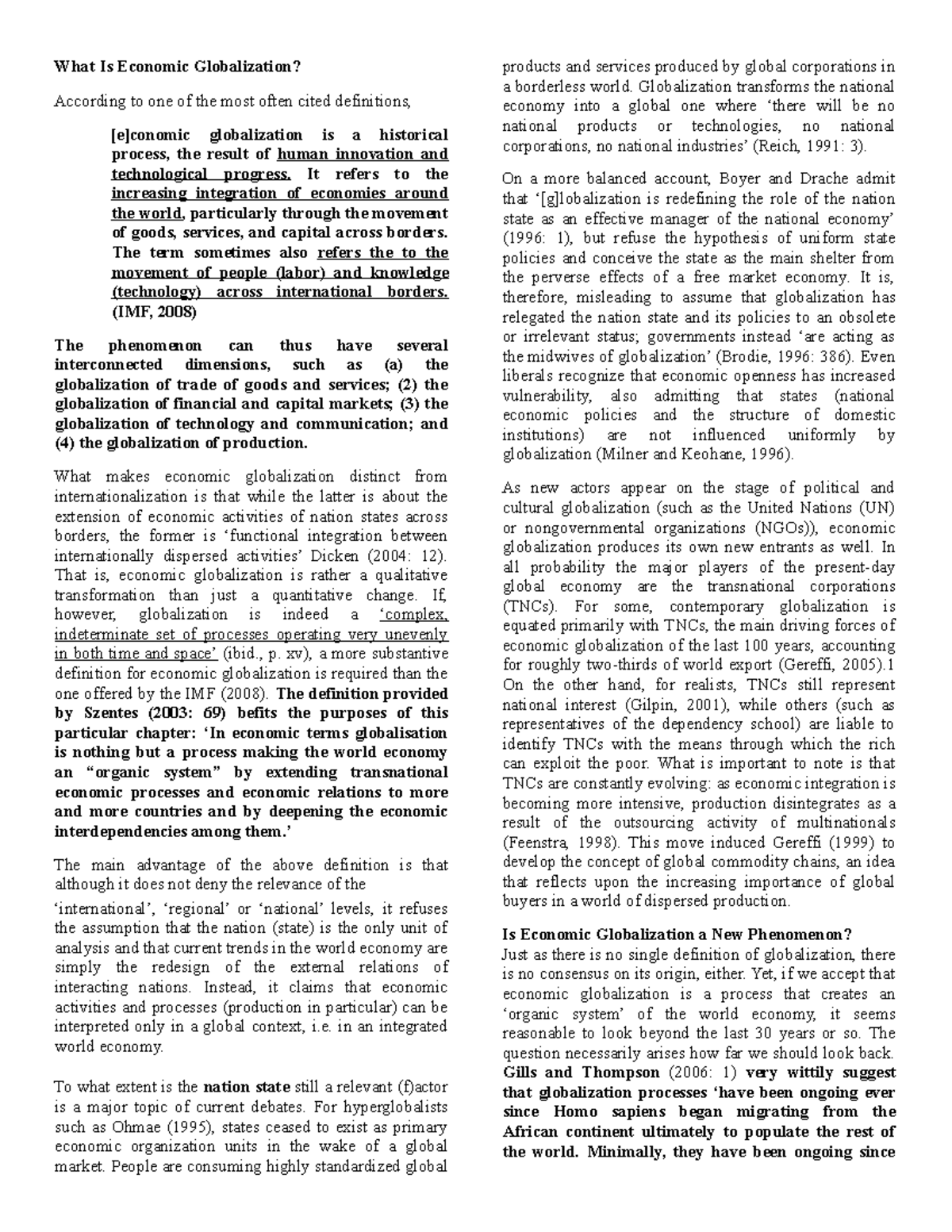 Understanding Economic Globalization: A Comprehensive Overview - Studocu