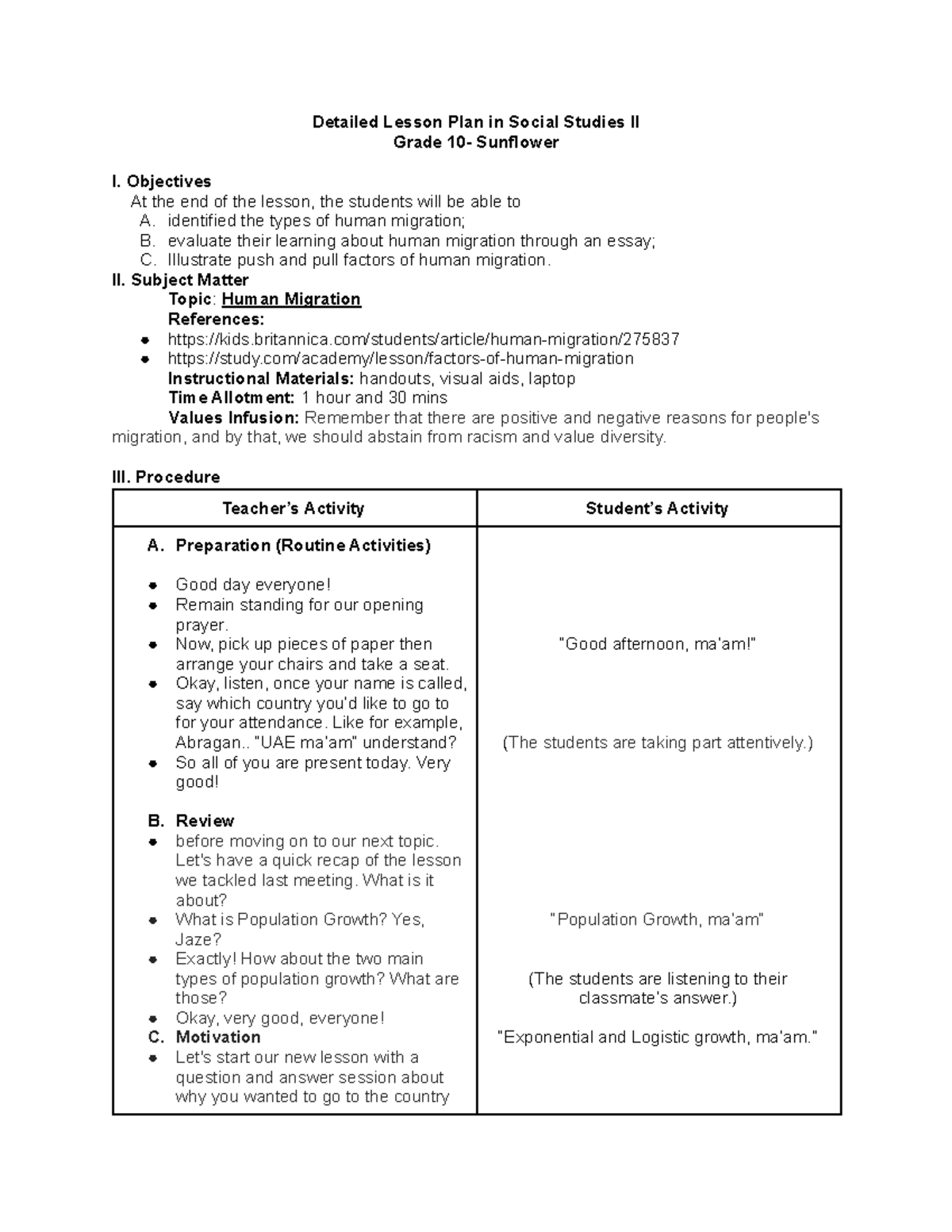 Detailed Lesson PLAN - Detailed Lesson Plan in Social Studies II Grade ...