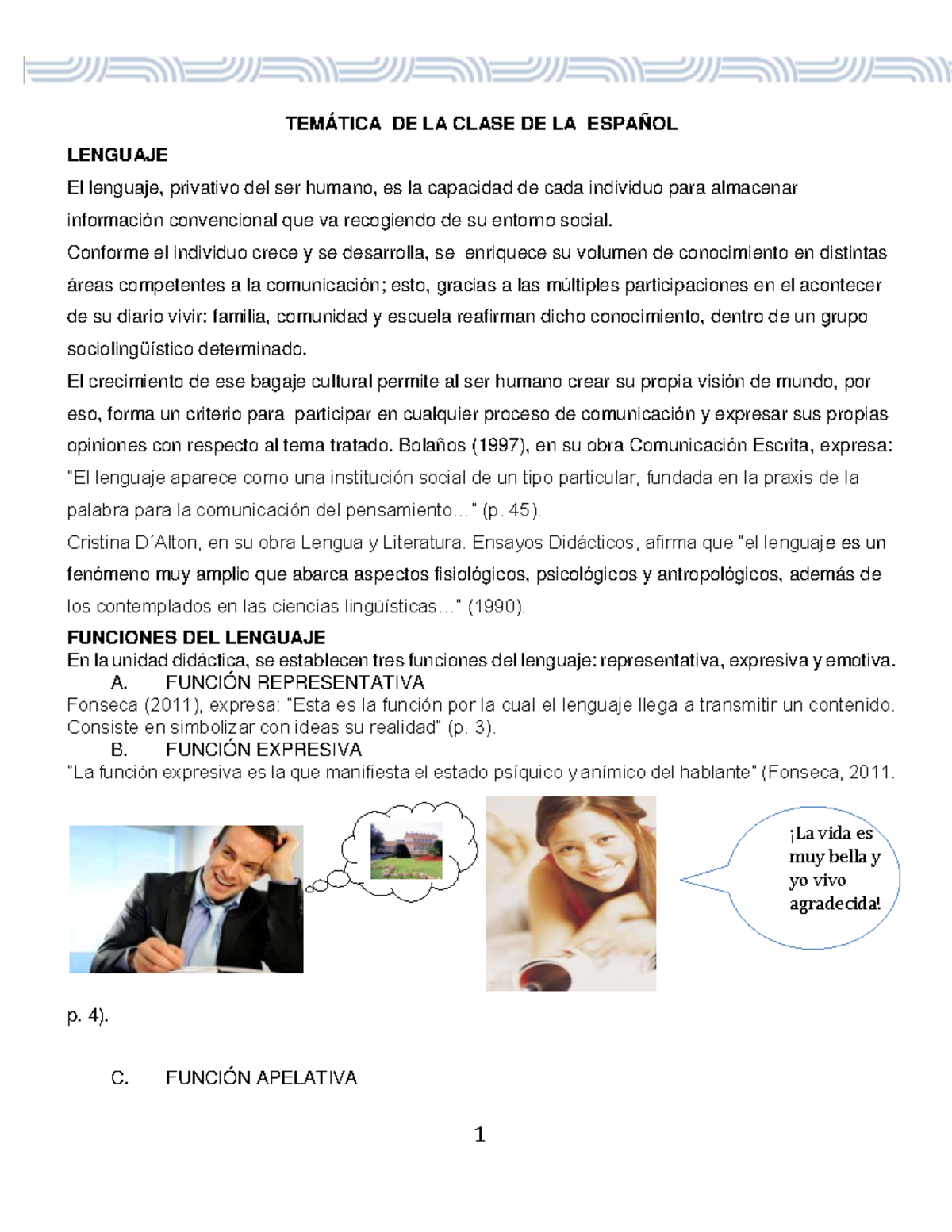 Temas de la Clase de Español II: Funciones y Características del ...