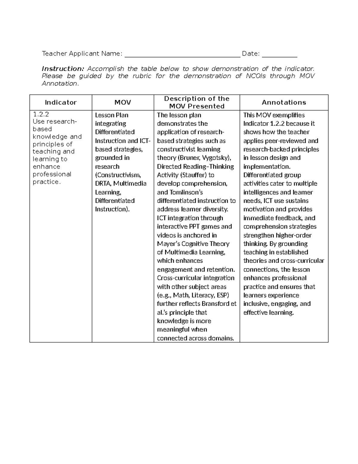 NCOI 1 - Lesson Plan on Differentiated Instruction & ICT Strategies - Studocu