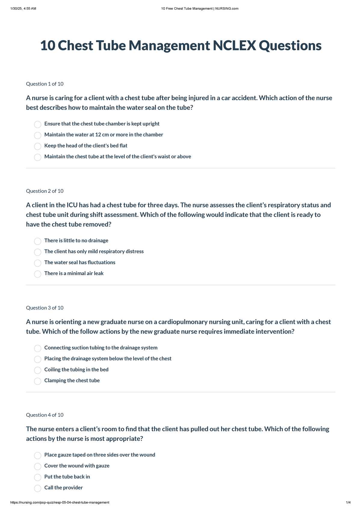 10 Free Chest Tube Management Nursing - 10 Chest Tube Management NCLEX ...