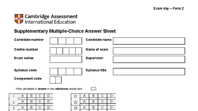 Biology O Level Practice Paper 1 Answer Sheet Instructions - Studocu