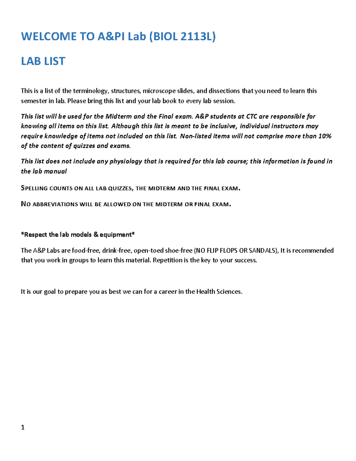 A&P 1 Lab Study Guide: Key Terms and Structures for CTC Exams - Studocu