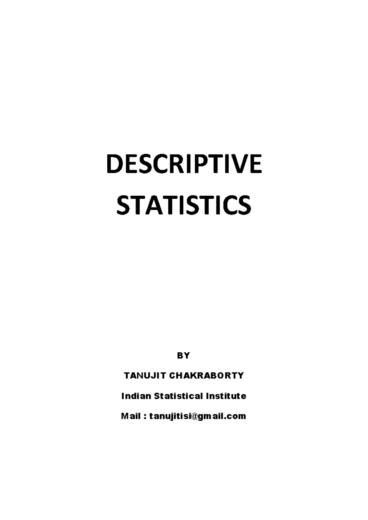 Descriptive Statistics Overview for Course 18: Key Concepts and Applications - Studocu