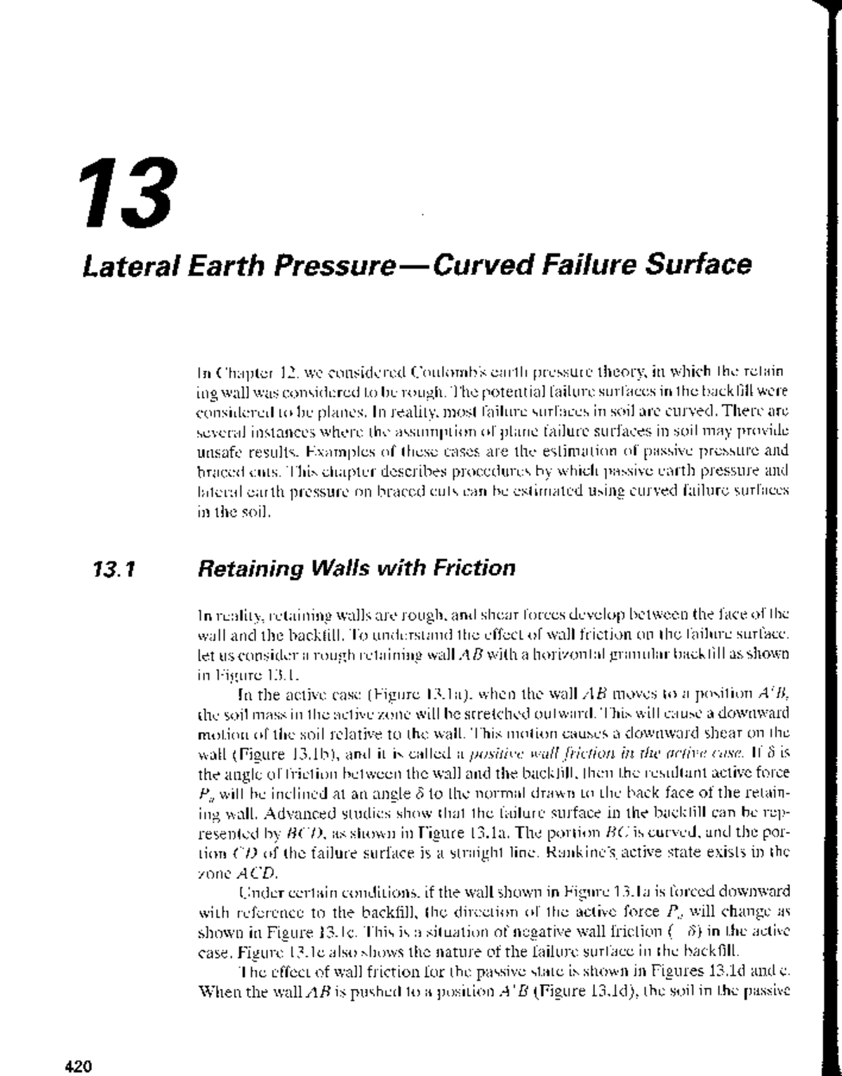 Lateral Earth Pressure Analysis with Curved Failure Surfaces (ENG 301 ...