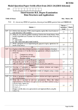 BEC306-2 - imp - BEC306C USN Model Question Paper with effect from 2023 ...