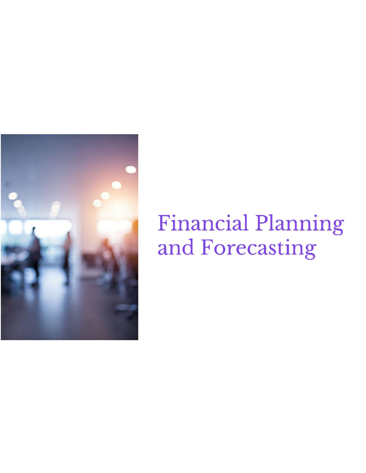 Financial Planning & Forecasting: Feasibility Study Insights - Studocu