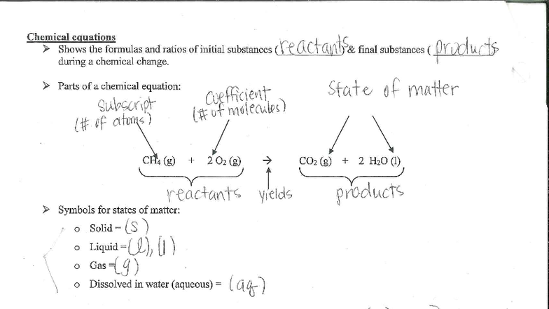 Chemical Equations & Balancing Notes - CHEM101 - Studocu