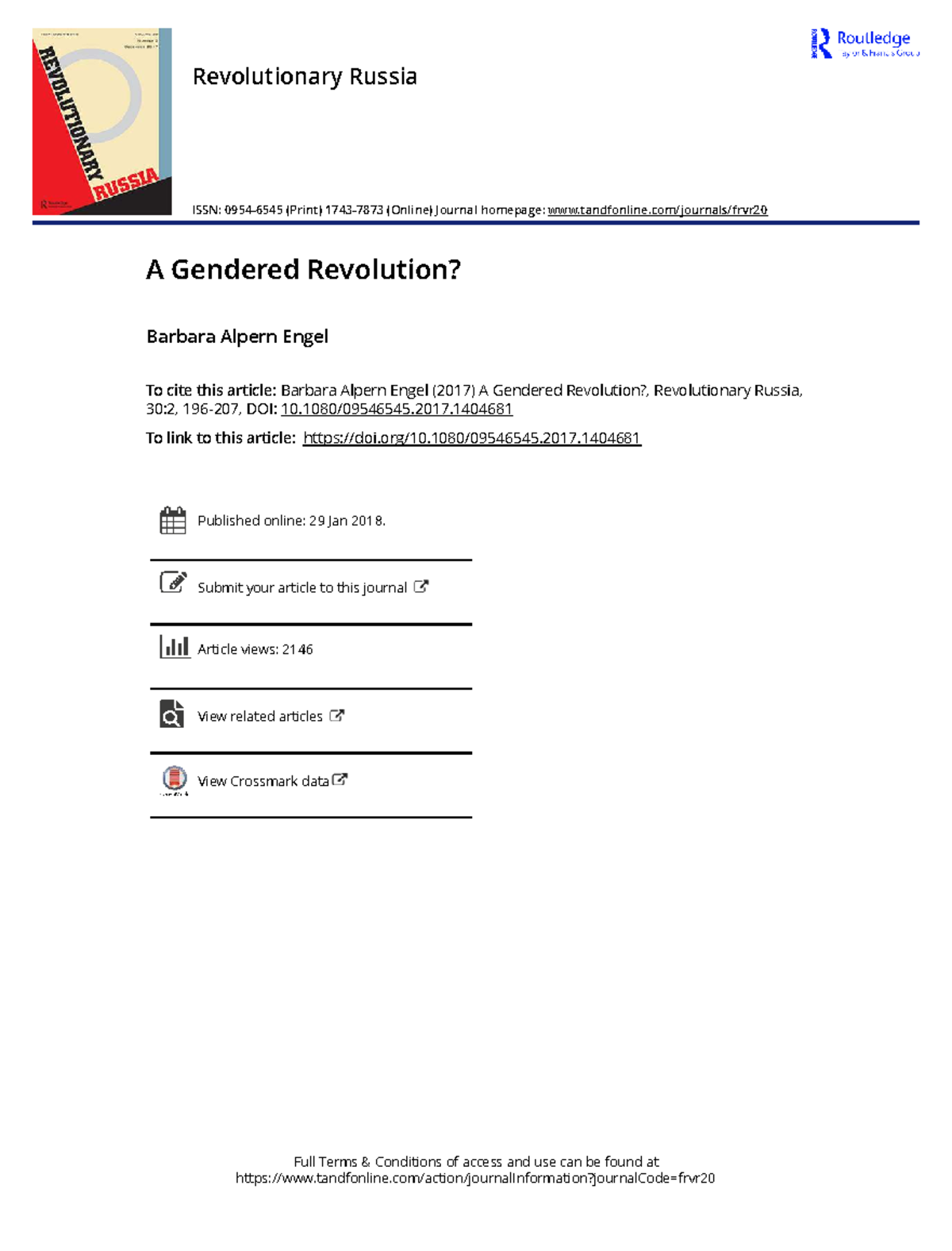 A Gendered Revolution: Insights from Revolutionary Russia (HIST 301 ...