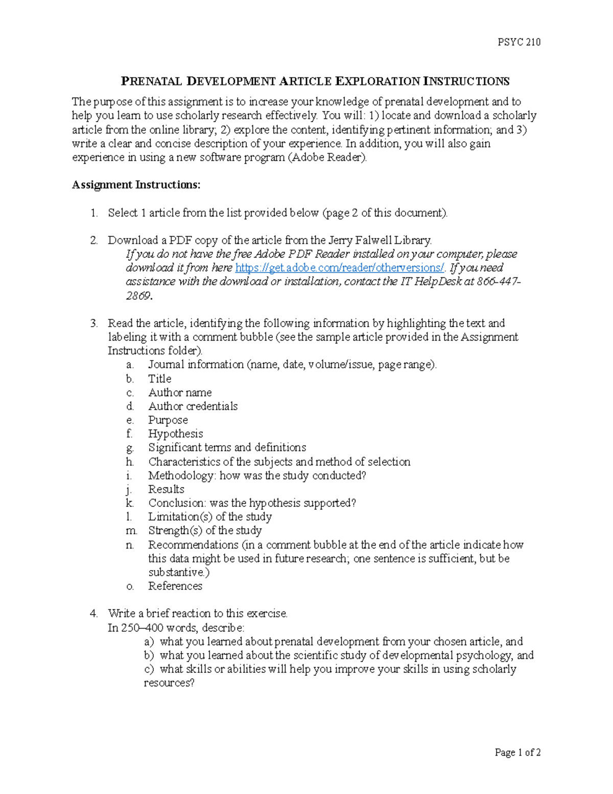 Prenatal Development Article Exploration Instructions - PSYC 210 ...